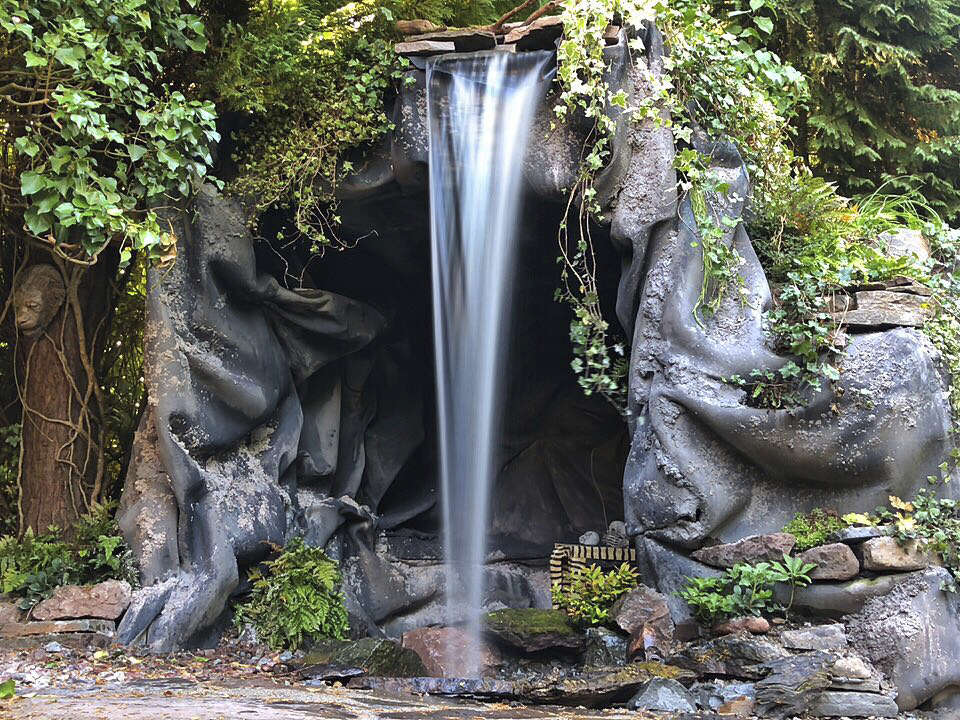Waterfall and cave designed and built by Evergreen Wales | Evergreen Wales